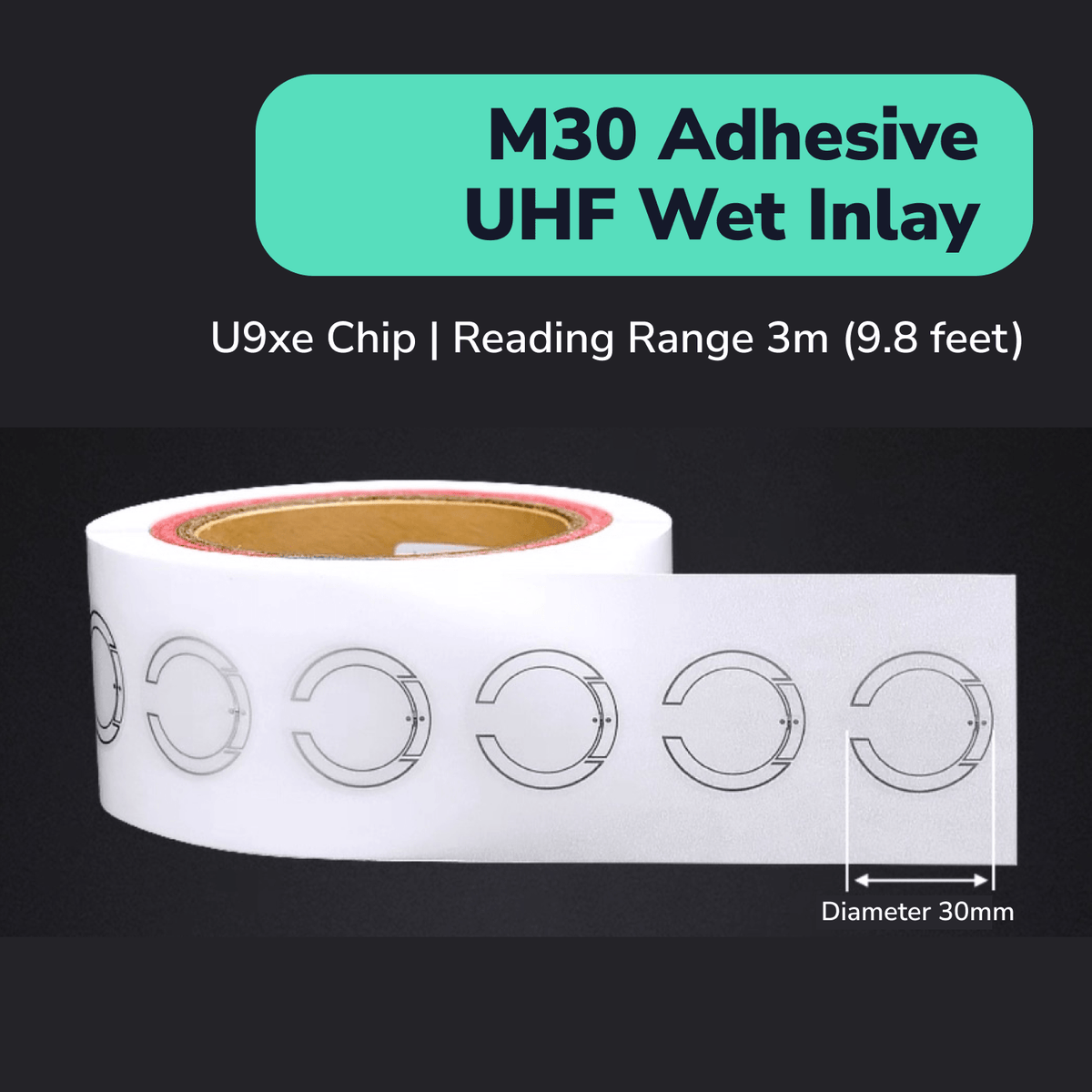 860mhz-960mhz ISO18000-6C Ultra Small UHF RFID Asset Tags EPC Class1 Gen2 Rewritable Sticker Inlay